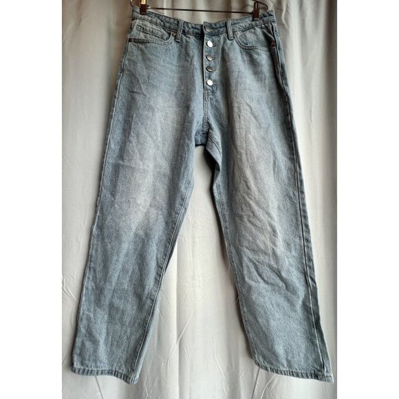 bp | Jeans | Bp High Rise Mom Button Fly Cropped Mom Jeans Light Blue ...